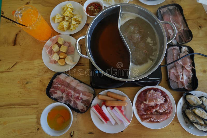 Top View of Shabu Table in Buffet Restaurant Stock Image - Image of ...
