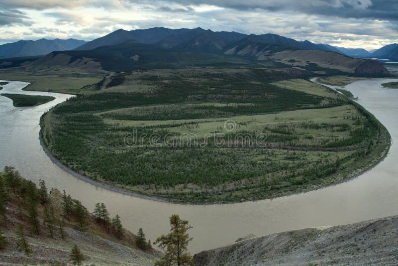 Top View of the Sharp Bend of the River. Stock Photo - Image of ...