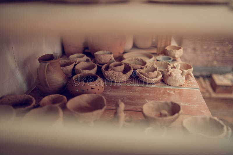 Top View of a Shelf with Dished from Stock Image - Image of craft ...
