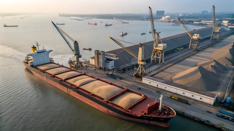 Top View of Ship Loading Grain Stock Illustration - Illustration of ...