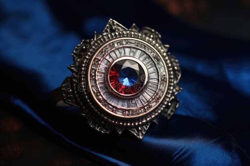 A Top-view Shot of an Evil Eye Ring on a Glass Table, with Subtle ...