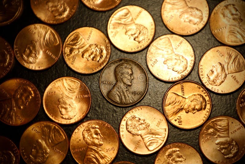 Top View Shot of Golden and Bronze Coin Stock Image - Image of treasure ...