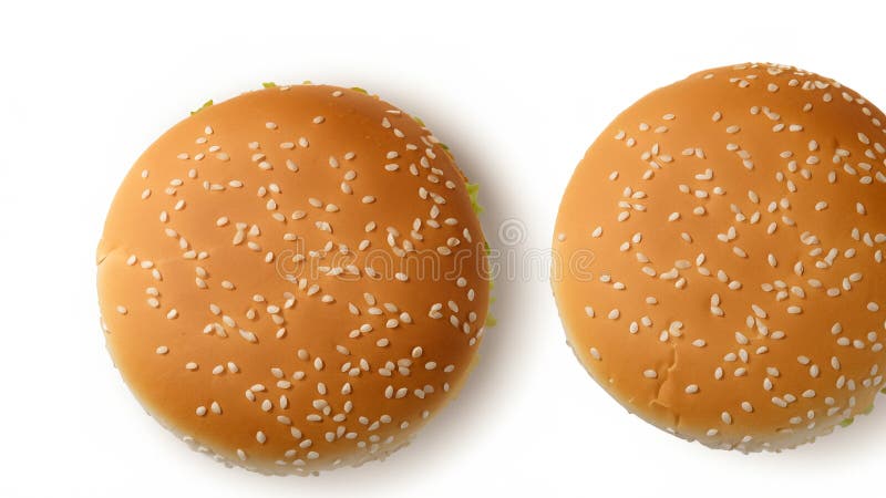 Top View Shot of a Hamburger Bread Bun, Isolated on White Background ...