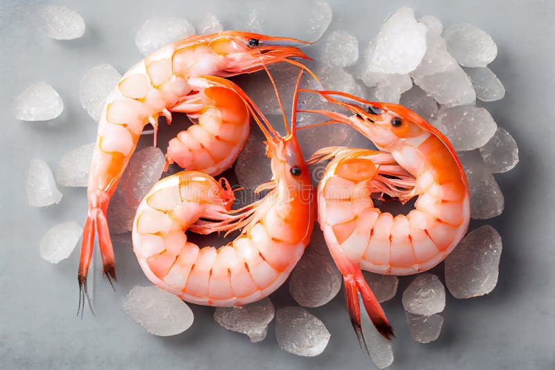 Top View of Shrimp with Ice. Generative AI Stock Illustration ...