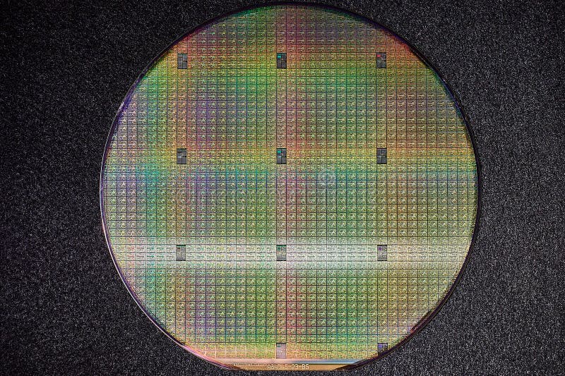 Top View of a Silicon Wafer on a Black Background Stock Image - Image ...