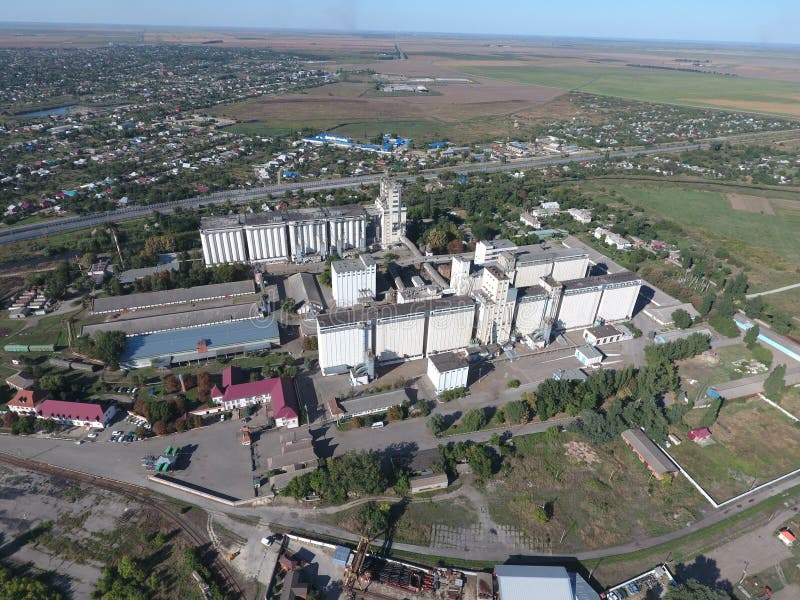 Top View of a Silo Elevator. Aerophotographing Industrial Object. Stock ...