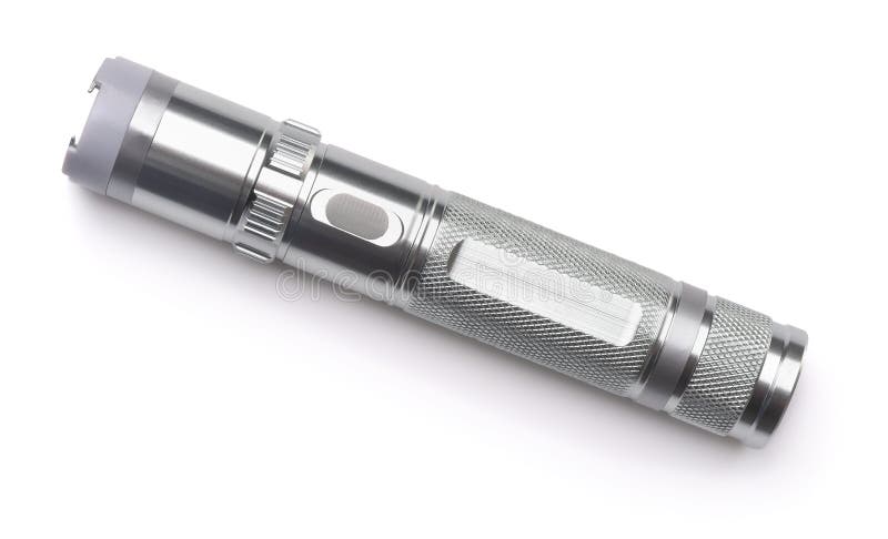 Top View of Silver Metal Led Flashlight Stock Photo - Image of steel ...