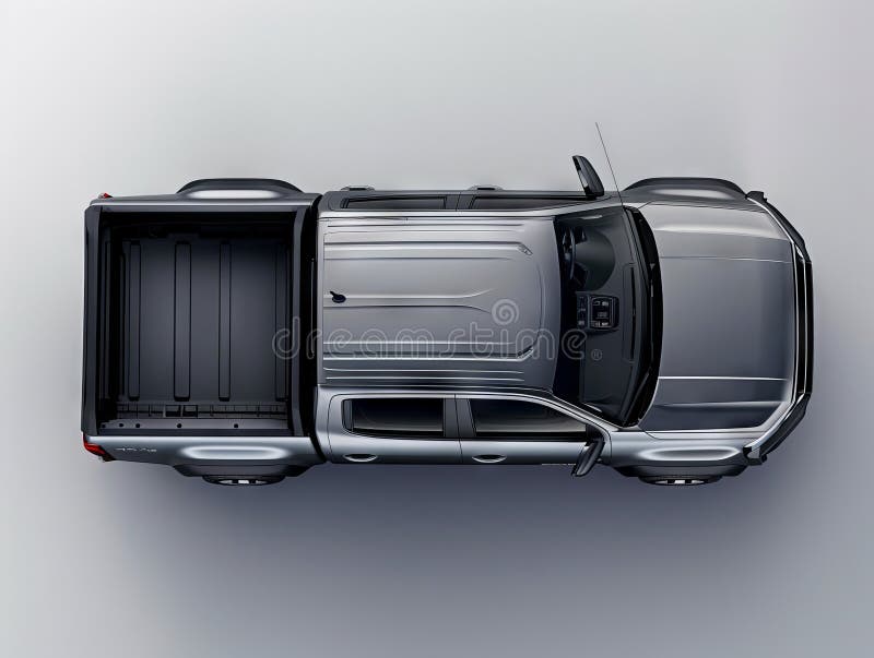 A Top View of a Silver Pickup Truck with Its Trunk Open Stock Photo ...