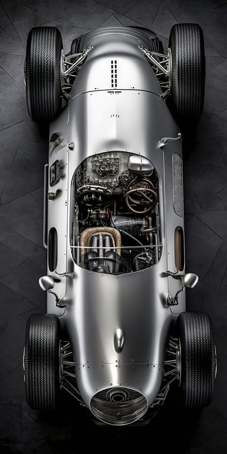Top View of a Silver Racing Car with Wonderful Engine Details. AI ...