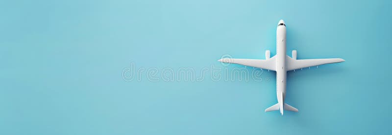 Top View of White Airplane Model on Blue Background in Minimalist Style ...