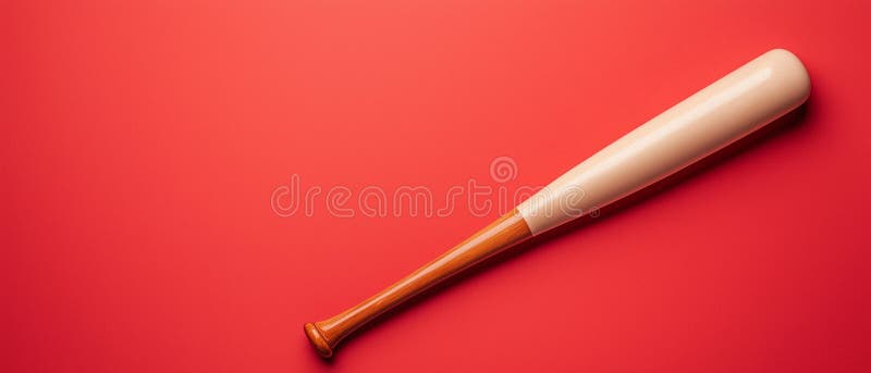 Top View a Single Baseball Bat on a Red Background, with Copy Space ...