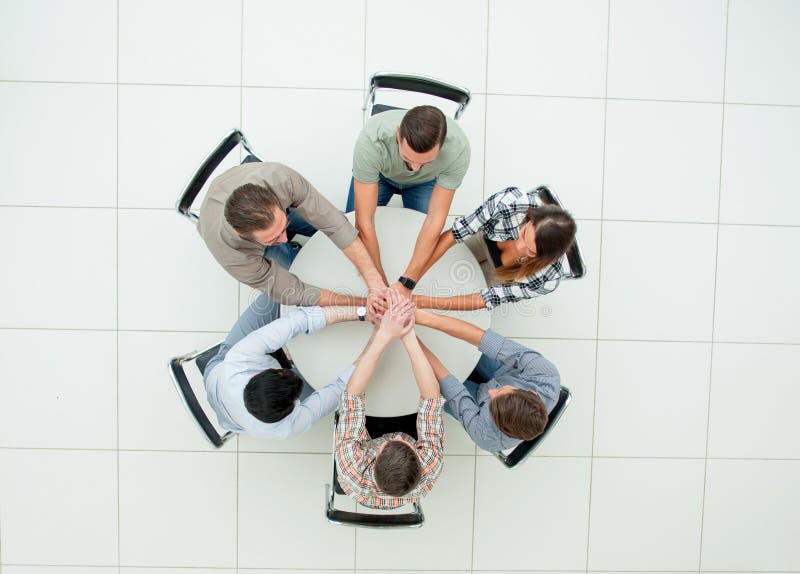 Top View.single Business Team Sitting at the Round Table Stock Image ...