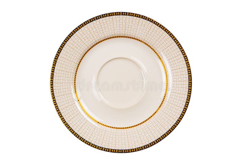 Top View of Single Empty Beautiful Pattern Brown Ceramic Plate with ...