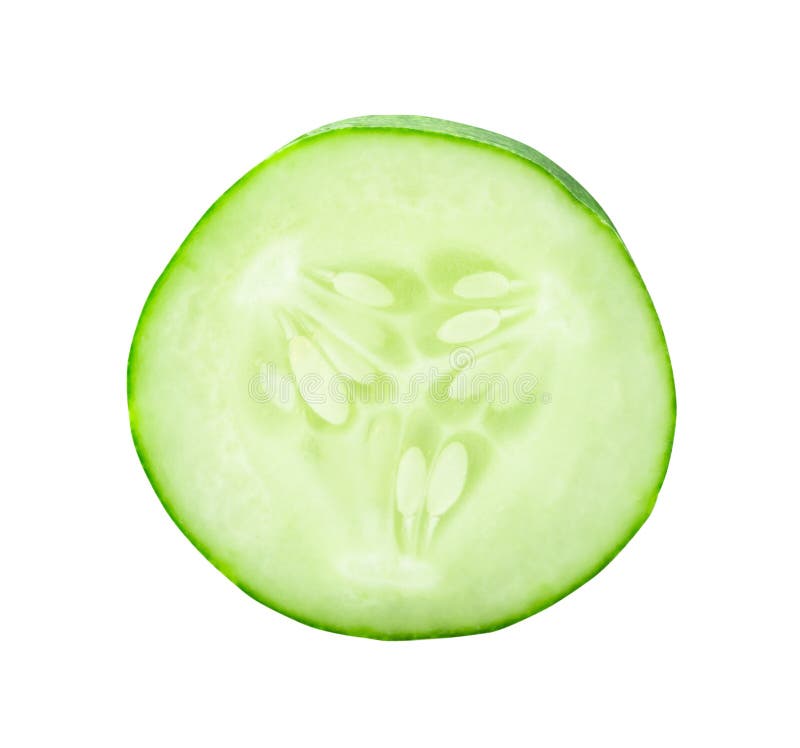 Top View of Single Fresh Cucumber Slice or Piece Isolated on White ...