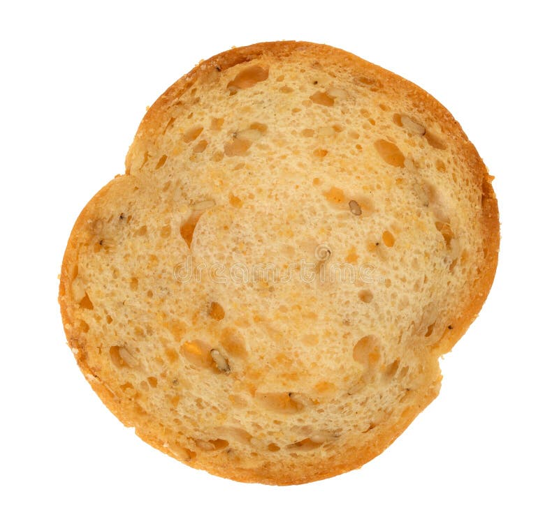 Top View of a Single Sesame Round Melba Toast Offset on a Maroon ...