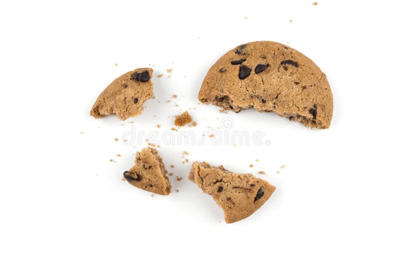 Top View of a Singular Biscuit Chocolate Cookie Bite with Crumbs, Stock ...