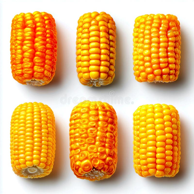 Six Ears of Corn Arranged on a Bright, Clean Surface View Stock ...