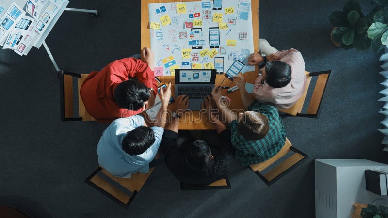 Top View of Skilled Manager Using Laptop Working on Ux Ui Design ...