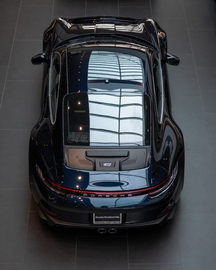 Top view of a Porsche car. editorial stock photo. Image of wheels ...