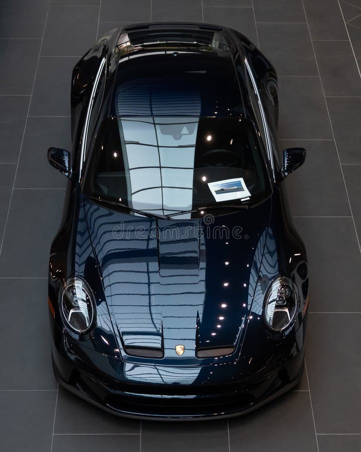 Top view of a Porsche car. editorial photography. Image of expensive ...