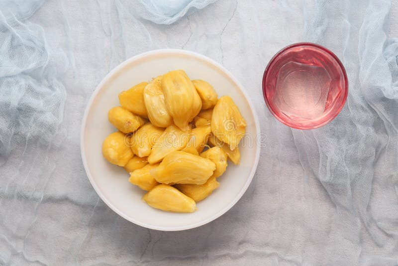 Top View of Slice of Jackfruits in a Bowl on Table. Stock Image - Image ...