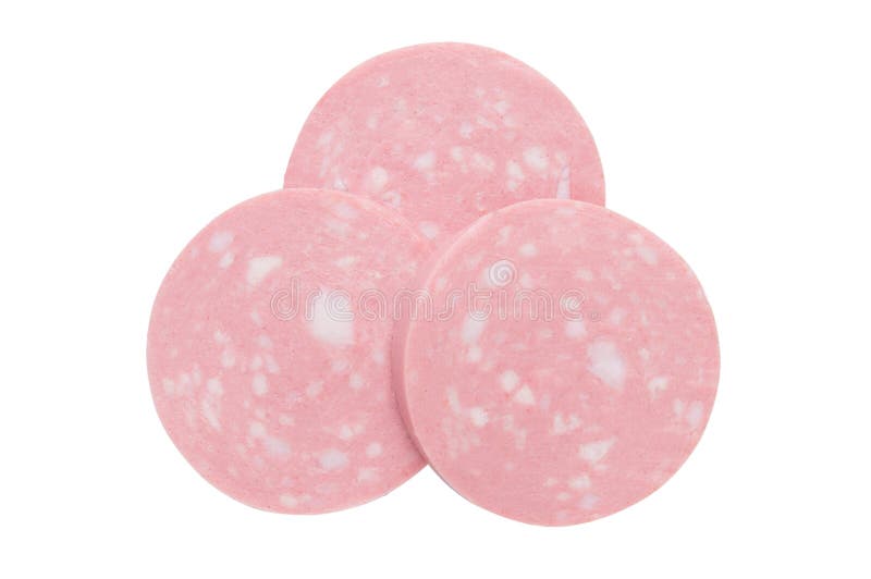 Top View of Sliced Boiled Ham Sausage Isolated on White Background ...