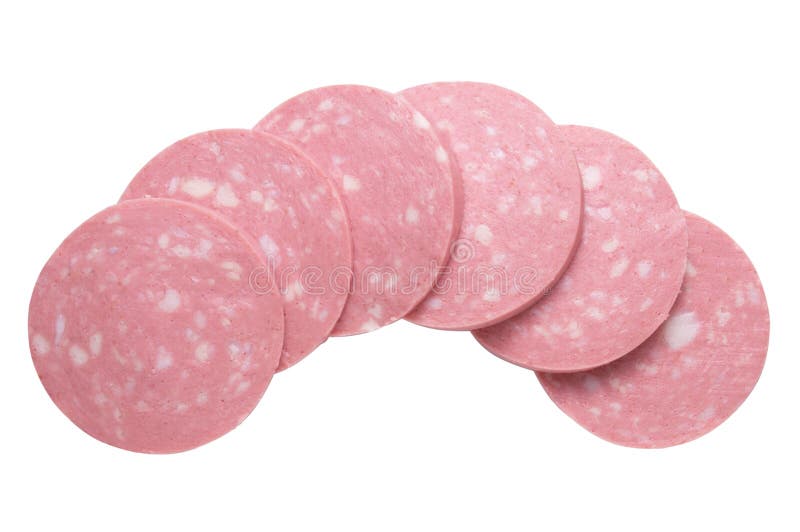 Top View of Sliced Boiled Ham Sausage Isolated on White Background ...