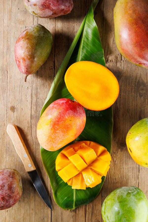 Top View of Sliced Mango stock image. Image of farm - 337286451