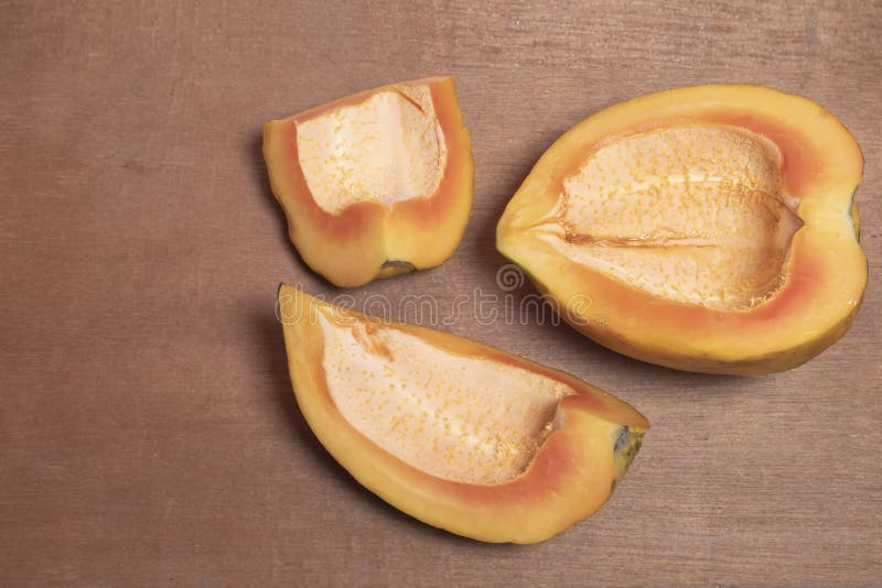 Top View of Sliced Mangoes on a Brown Table Stock Image - Image of ...