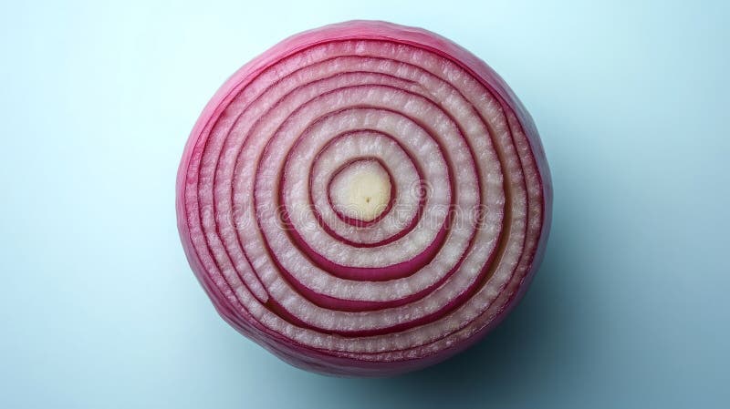 Top View of a Sliced Red Onion on Light Blue Background Stock Image ...