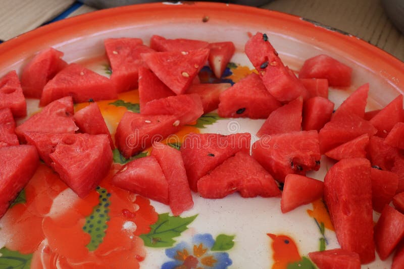 Top View Sliced ??watermelon Red Fruit Rich in Vitamin C and Popular ...