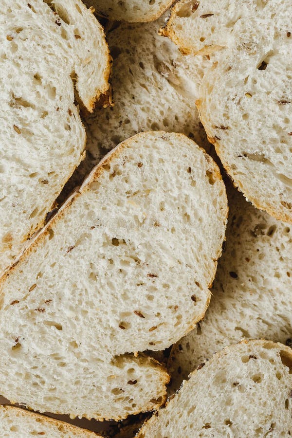 Top View Sliced Wheat Bread with Flax Seeds Bread Bakery Background Set ...