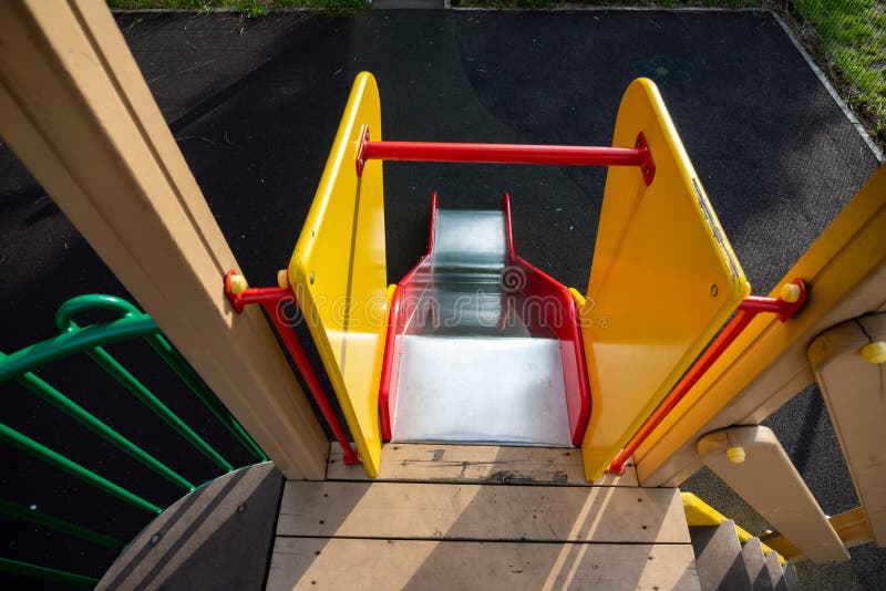 Top View Slide on the Playground, Soft Focus. Stock Photo - Image of ...