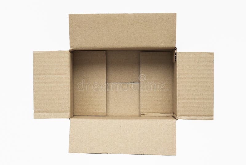 Top View of Small Brown Paper Box Opened, Inside is Empty, Isolate ...