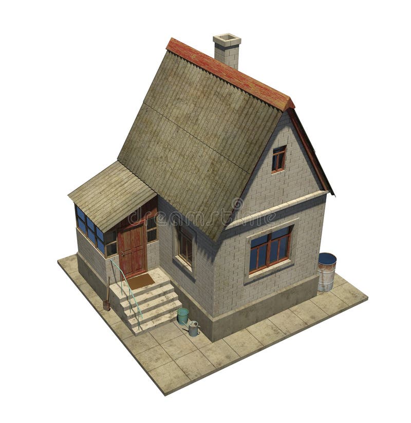 The Top View on a Small Country Lodge Stock Illustration - Illustration ...