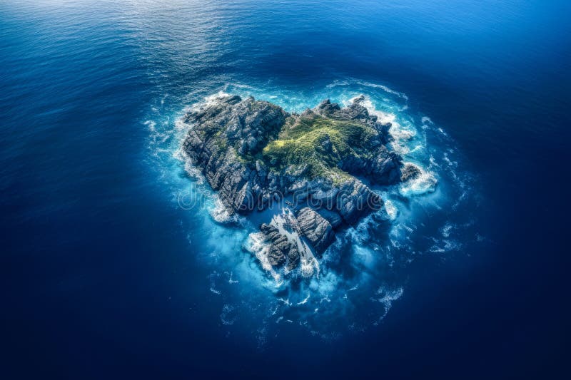 Top View of Small Exotic Island with Deep Turquoise and Emerald Open ...
