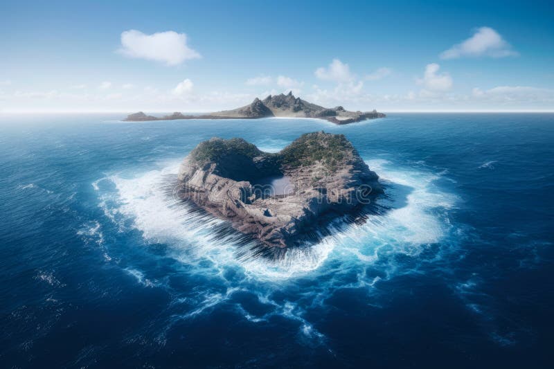 Top View of Small Exotic Island with Deep Turquoise and Emerald Open ...