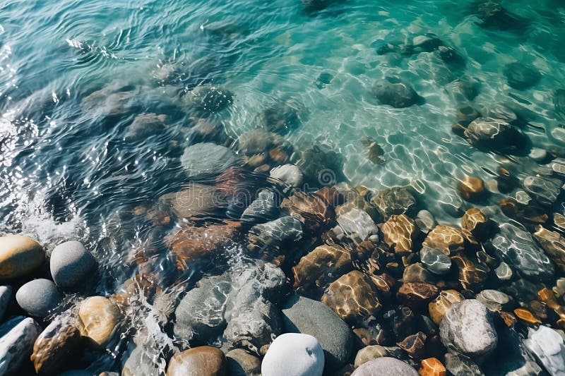 Top View of Small Rocks and Water at Blue Lagoon, AI-generated. Stock ...