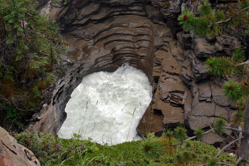 Top View of a Small Stream Surrounded by Rock Formations in Alberta ...