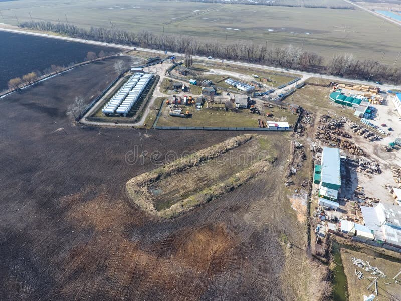 Top View of a Small Tank Farm. Storage of Fuel and Lubricants. Stock ...