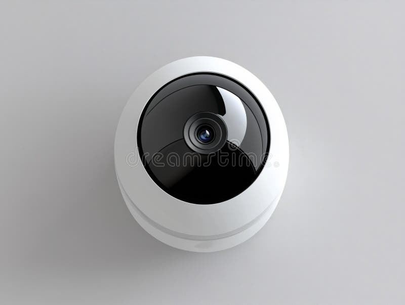 Top View of a Small White Surveillance Camera. Stock Illustration ...