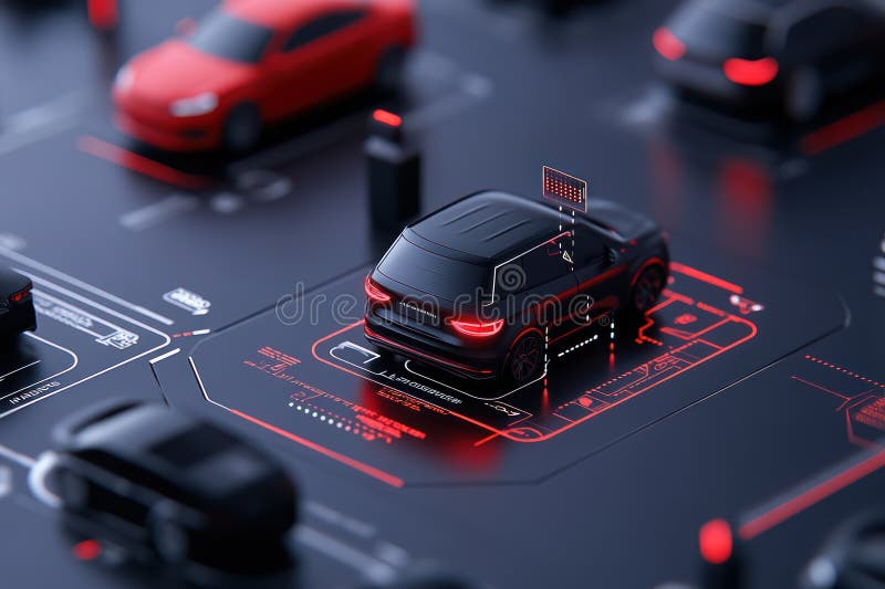 Top View of Smart Car Parking Assist System with Autonomous Technology ...