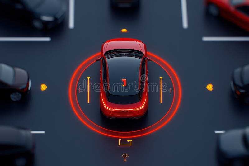 Top View of Smart Car Parking Assist System with Autonomous Technology ...