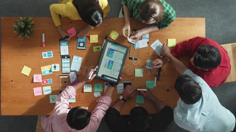 Top View of Smart Developer Working Together To Develop Ui Design ...
