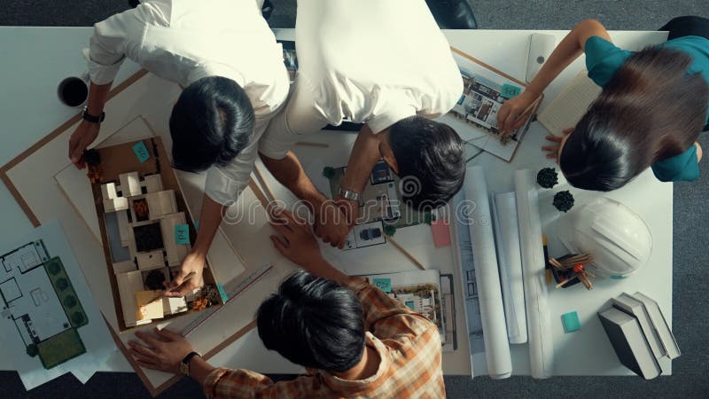 Top View of Smart Engineer Measure Blueprint by Using Equipment ...