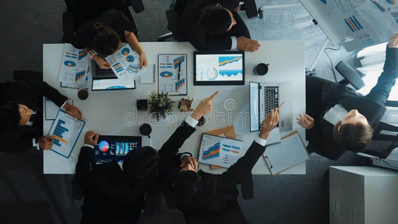 Top View of Smart Manager Pointing at Whiteboard and Explain Idea ...