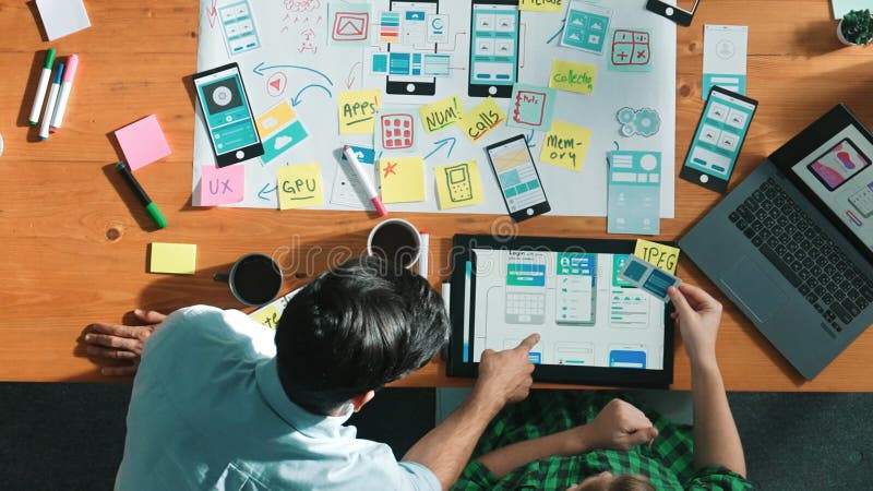 Top View of Smart Manager Working Together To Develop Ux Ui Design. Convocation. Stock ...
