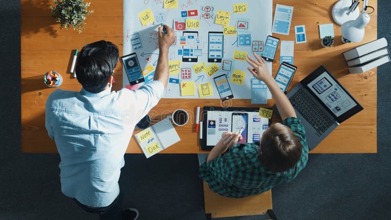 Top View of Manager Working Together To Develop Ux Ui Design ...