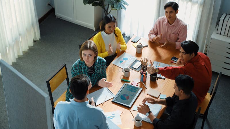 Top View of Smart Team Clapping Hands while Manager Present Idea ...
