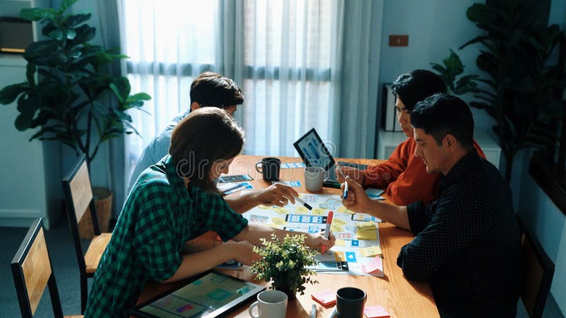 Top View of Smart Team Using Mind Map while Putting Hand Together ...